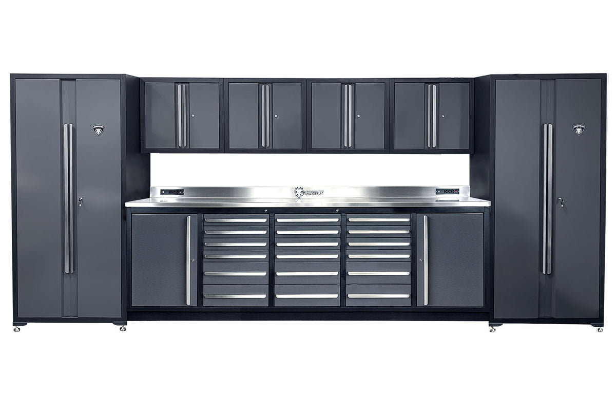 Pro Series 18 Drawer 9FT Workbench Package - Workbench, Wall Cabinets ...